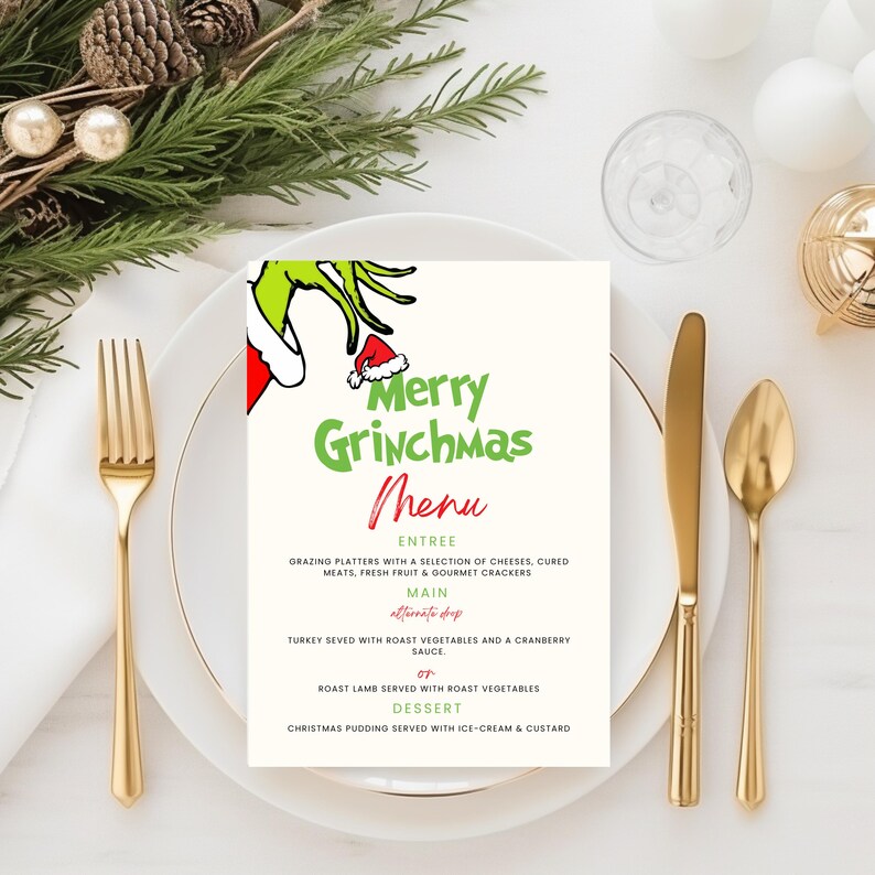 Editable Christmas Party Menu, Editable Party Menu, Printable Menu ...