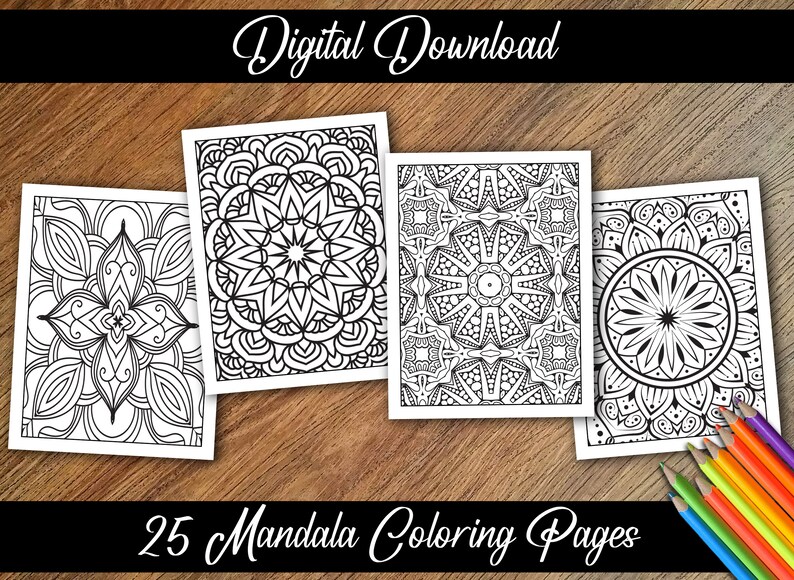 25 Pages Adult Coloring Book PDF Adult Mandala Coloring Book Printable ...