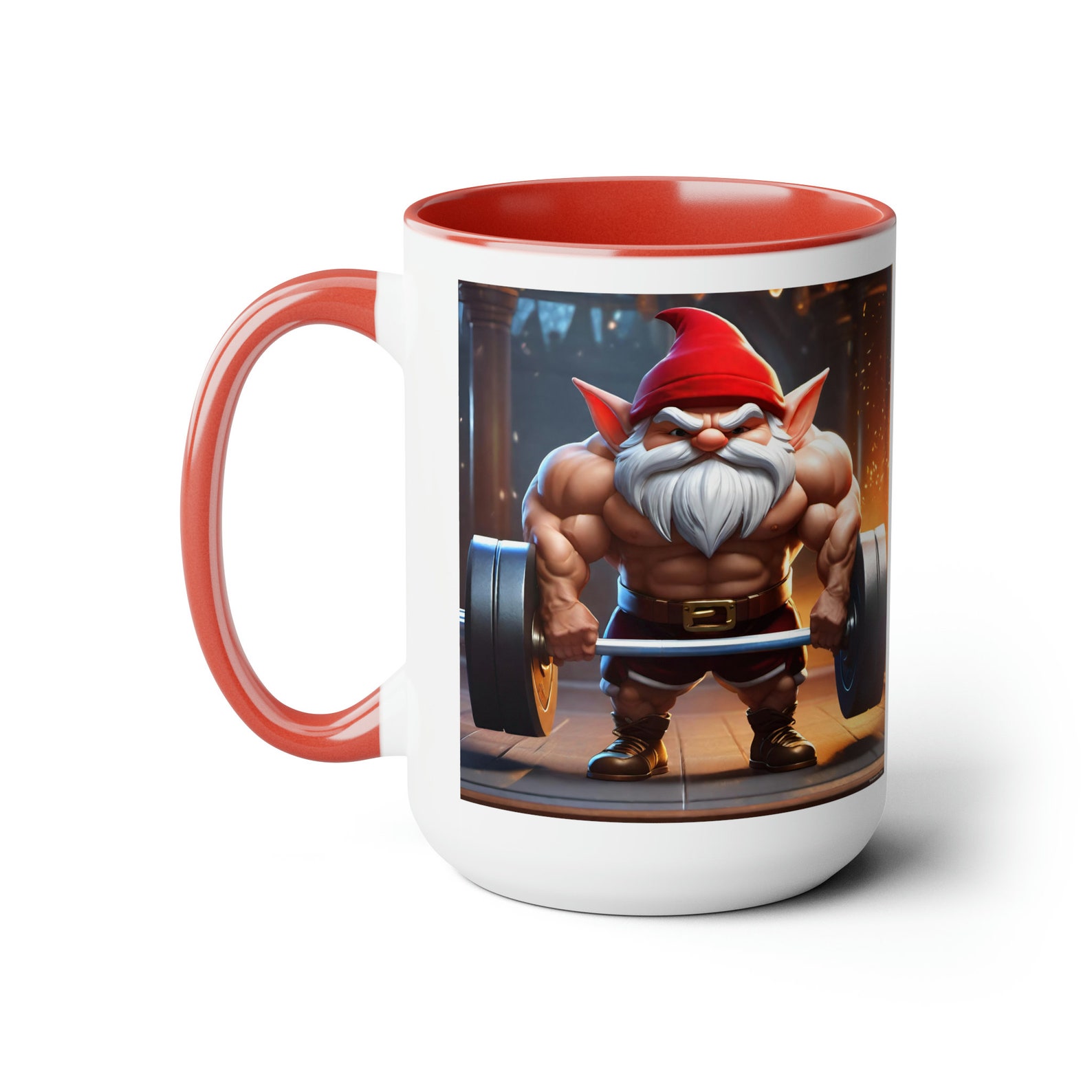 Tiny Gnome Body Builder- Two-tone Coffee Mugs, 15oz - Etsy