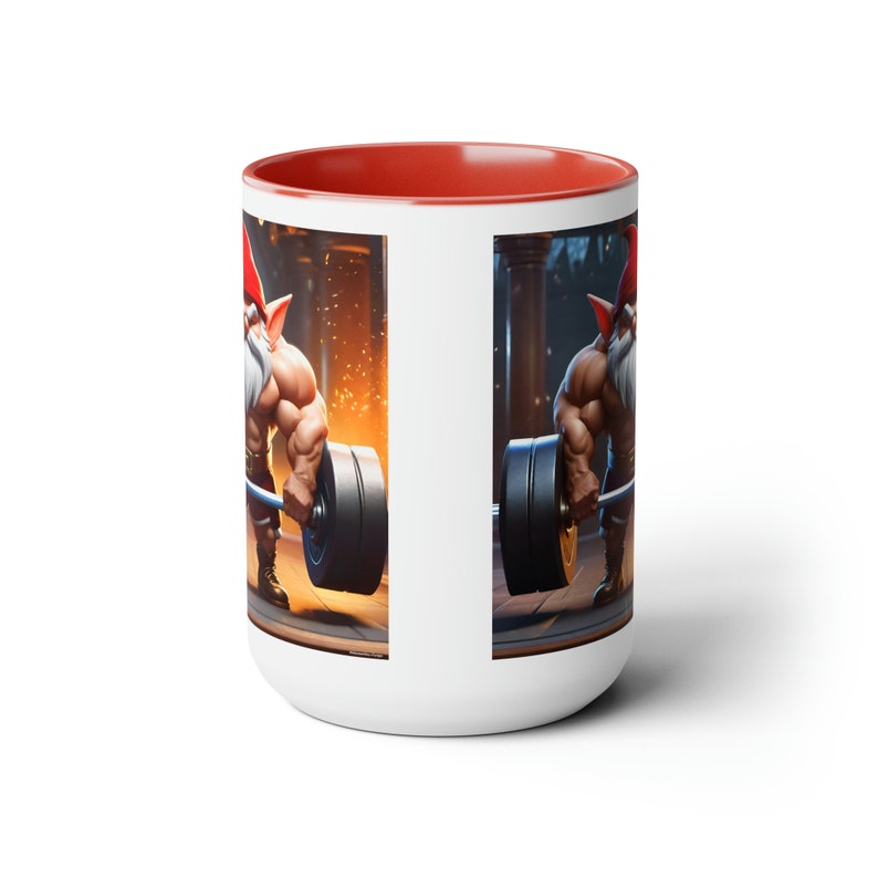 Tiny Gnome Body Builder- Two-tone Coffee Mugs, 15oz - Etsy