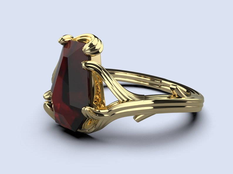 Red Garnet Coffin Ring: 925 Sterling Silver, Halloween Theme - Etsy