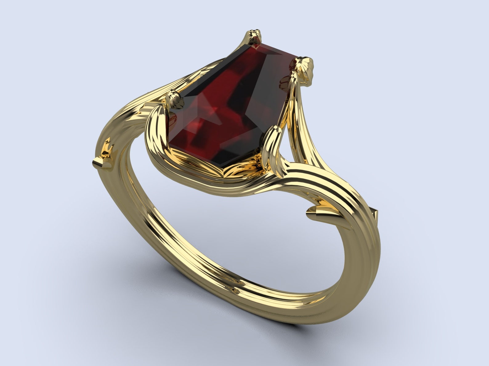 Red Garnet Coffin Ring: 925 Sterling Silver, Halloween Theme - Etsy