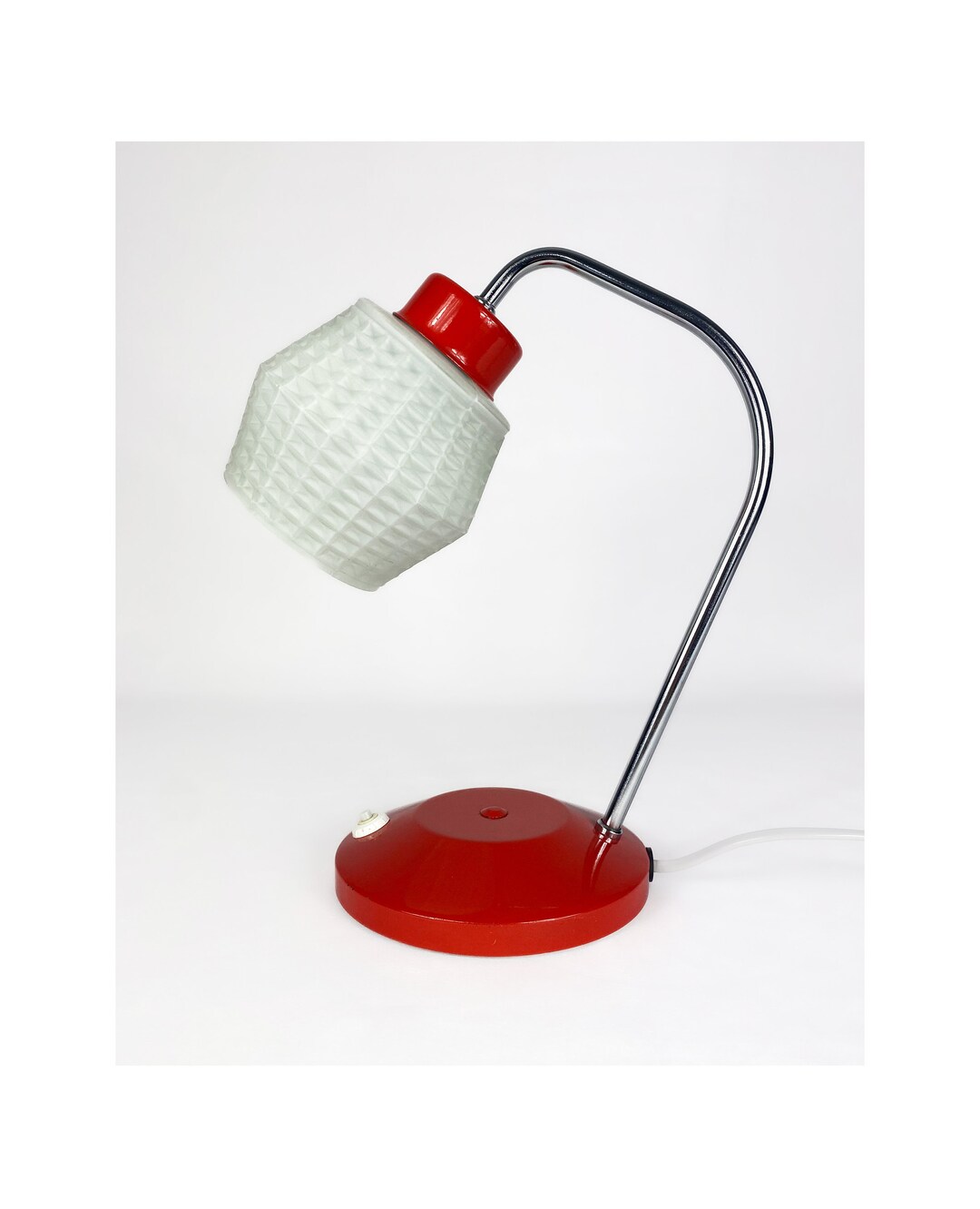 Vintage 60s Red Lamp, Josef Hurka, Lidokov L204, Opal Glass, Metal, Mid ...
