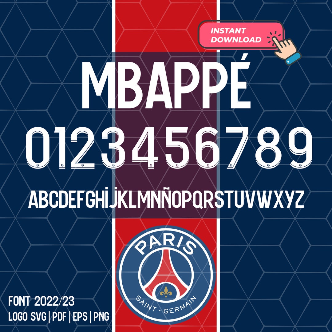 Font Vector PSG Paris Saint Germain 2023/24, Soccer Shirt Font, Soccer ...