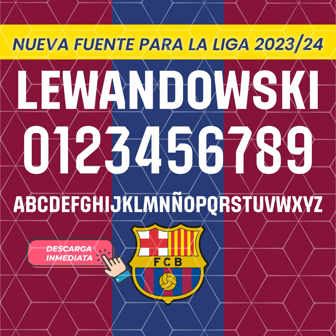 NEW Font Vector Jersey Barcelona 2023/24 for LA LIGA, Soccer Shirt Font ...