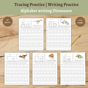 Alphabet Writing - Dinosaurs Worksheets : ABC Writing Practice for ...