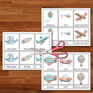 Air Transport & Flying Objects - Montessori Printable 9 Cards. Toddler ...