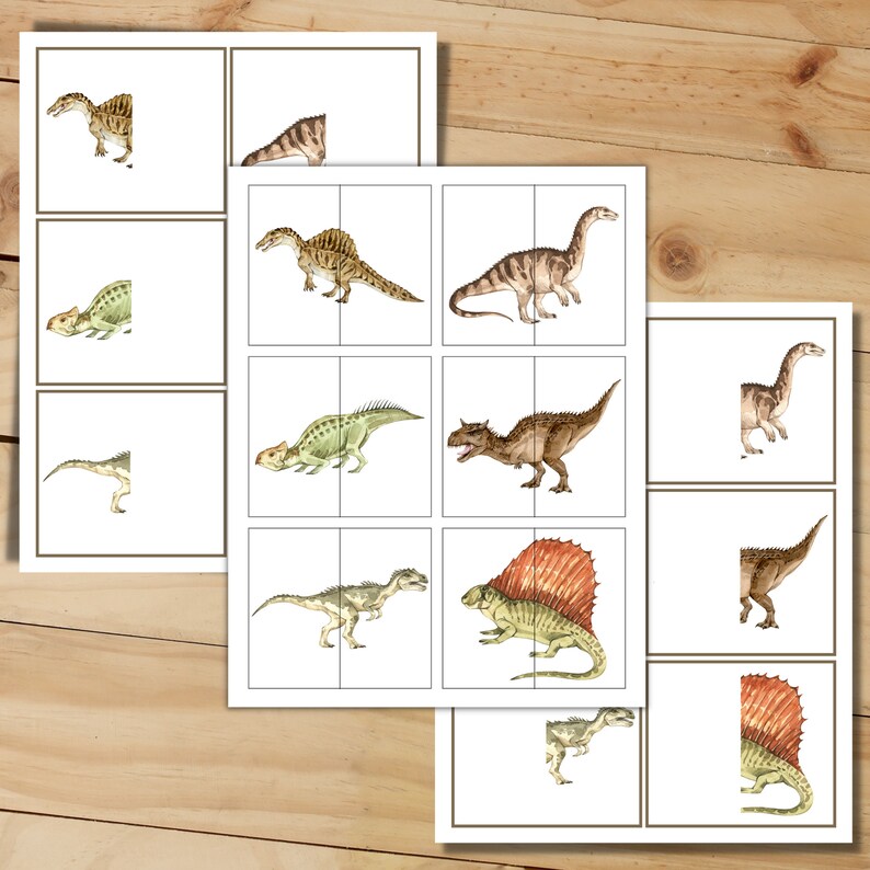 Dinosaurus Prehistoric - Halves Memory Matching Game. Toddler Matching ...