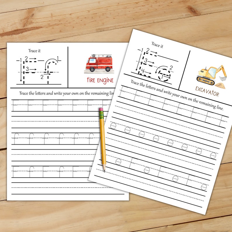 Alphabet A-Z Transportation Tracing Letters Worksheet Printable Pages ...