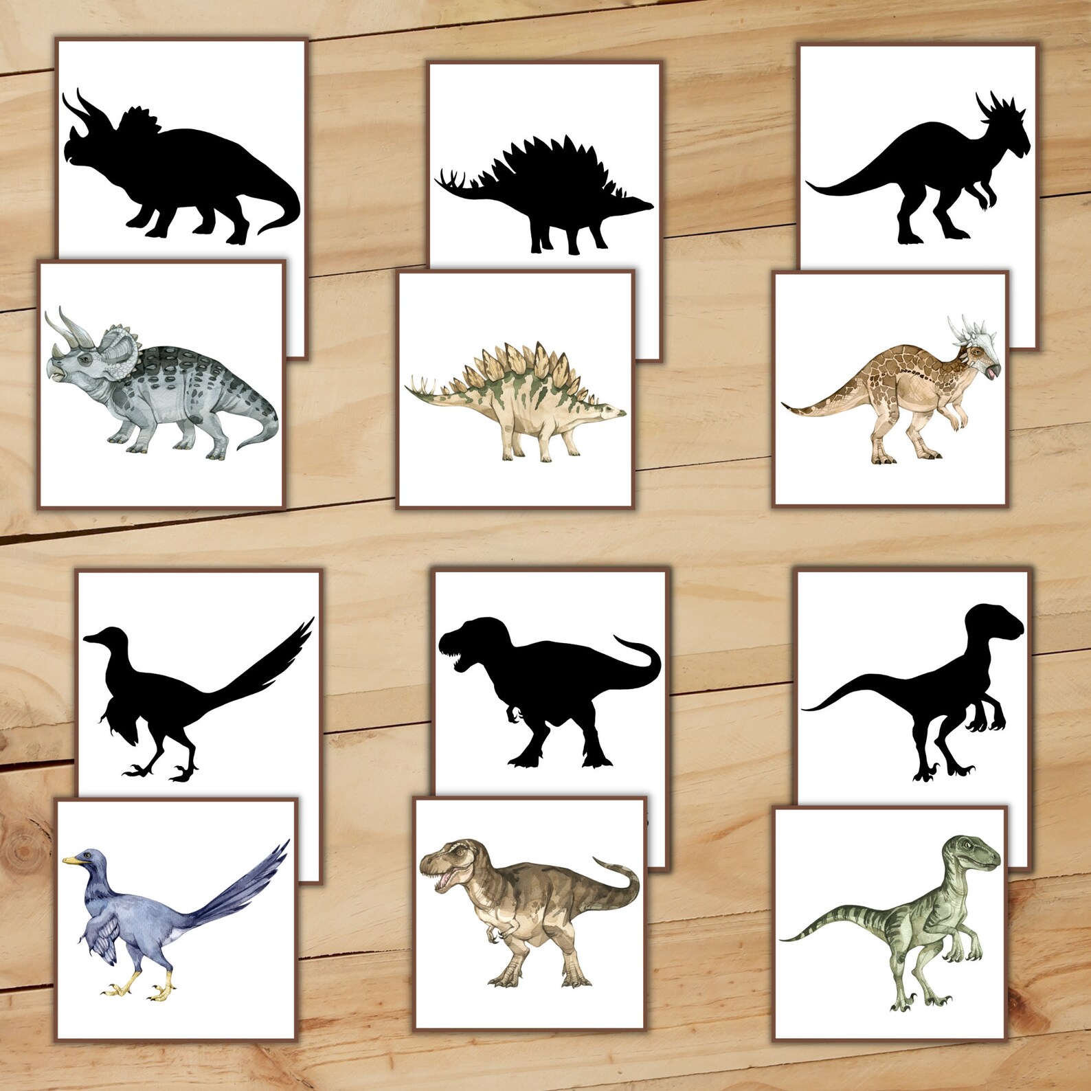 Dinosaurus Prehistoric.part3- Shadow Matching Cards, Montessori Toddler ...