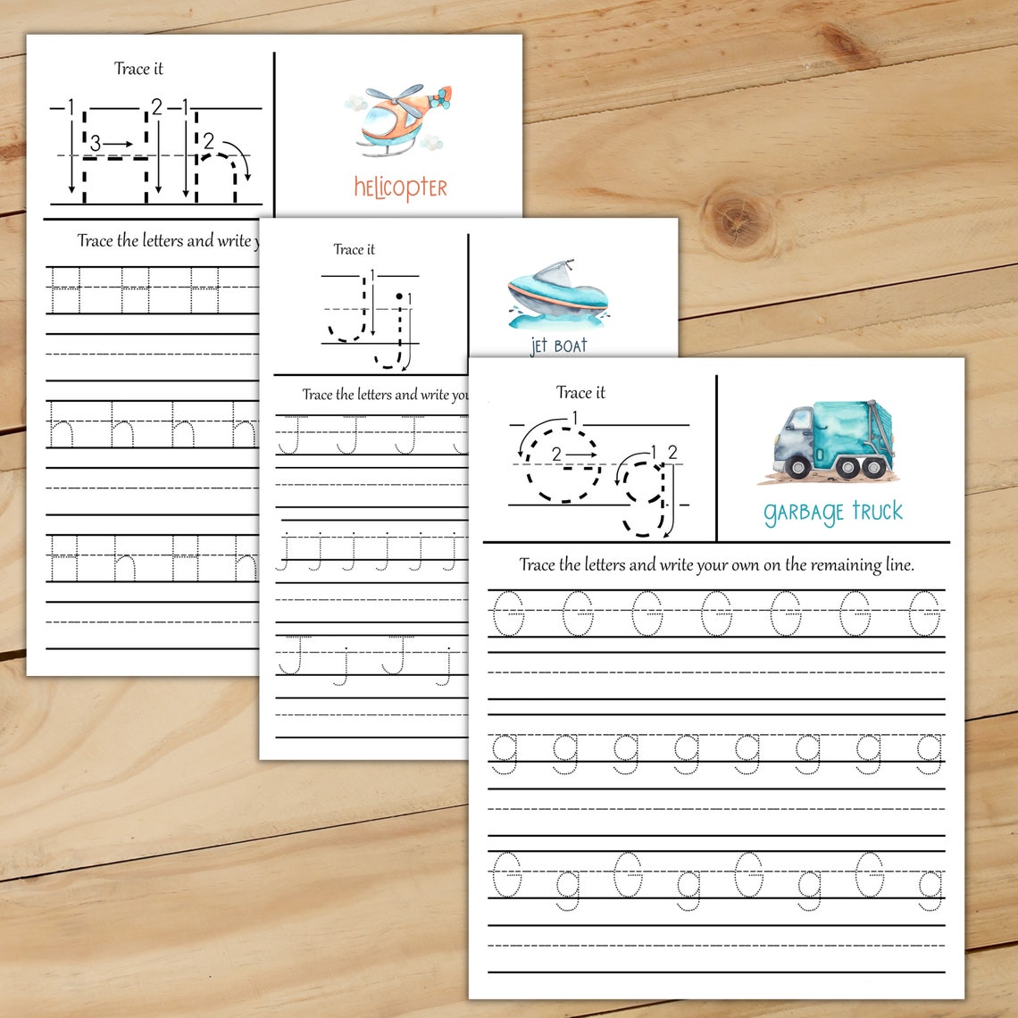 Alphabet A-Z Transportation Tracing Letters Worksheet Printable Pages ...