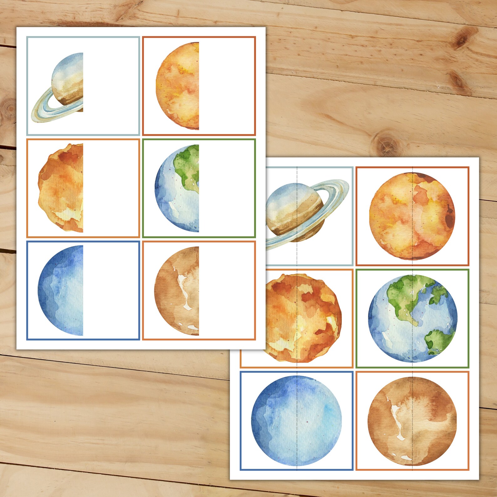 Montessori Solar System Planet Puzzle. Toddler Matching Halves Activity ...