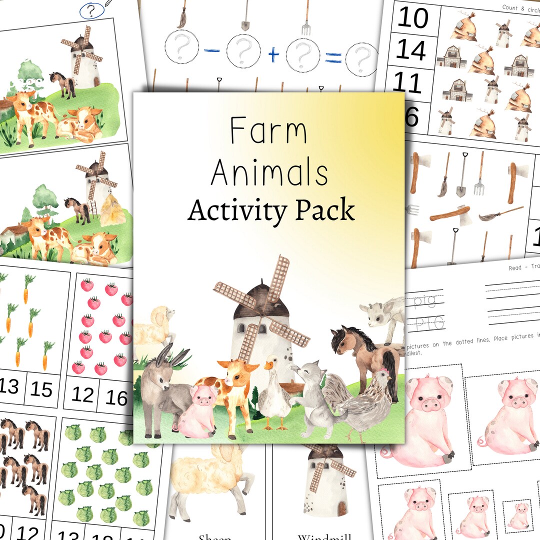 Farm Animals - ACTIVITY Pack, Handwriting, Homeschool Printable ...