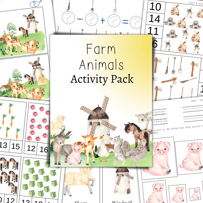 Farm Animals - ACTIVITY Pack, Handwriting, Homeschool Printable ...