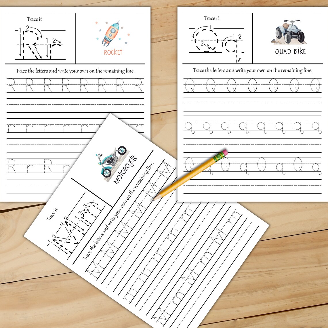 Alphabet A-Z Transportation Tracing Letters Worksheet Printable Pages ...