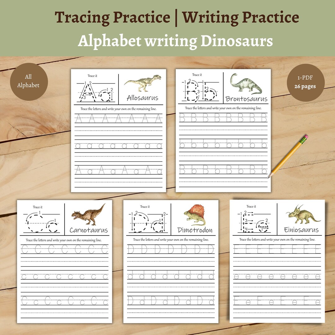 Alphabet Writing - Dinosaurs Worksheets : ABC Writing Practice for ...