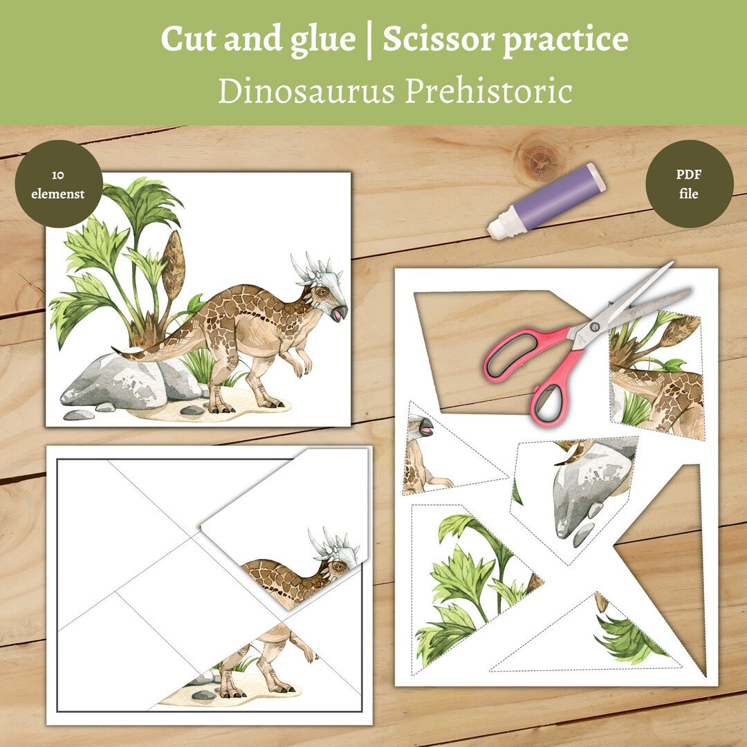 Dinosaurus Prehistoric-cut and GLUE Activities, Preschool, Kindergarten ...