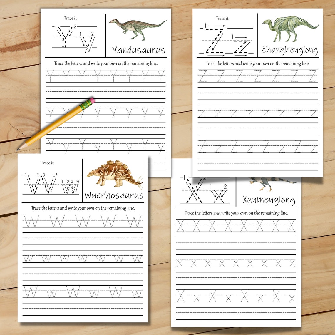 Alphabet Writing - Dinosaurs Worksheets : ABC Writing Practice for ...