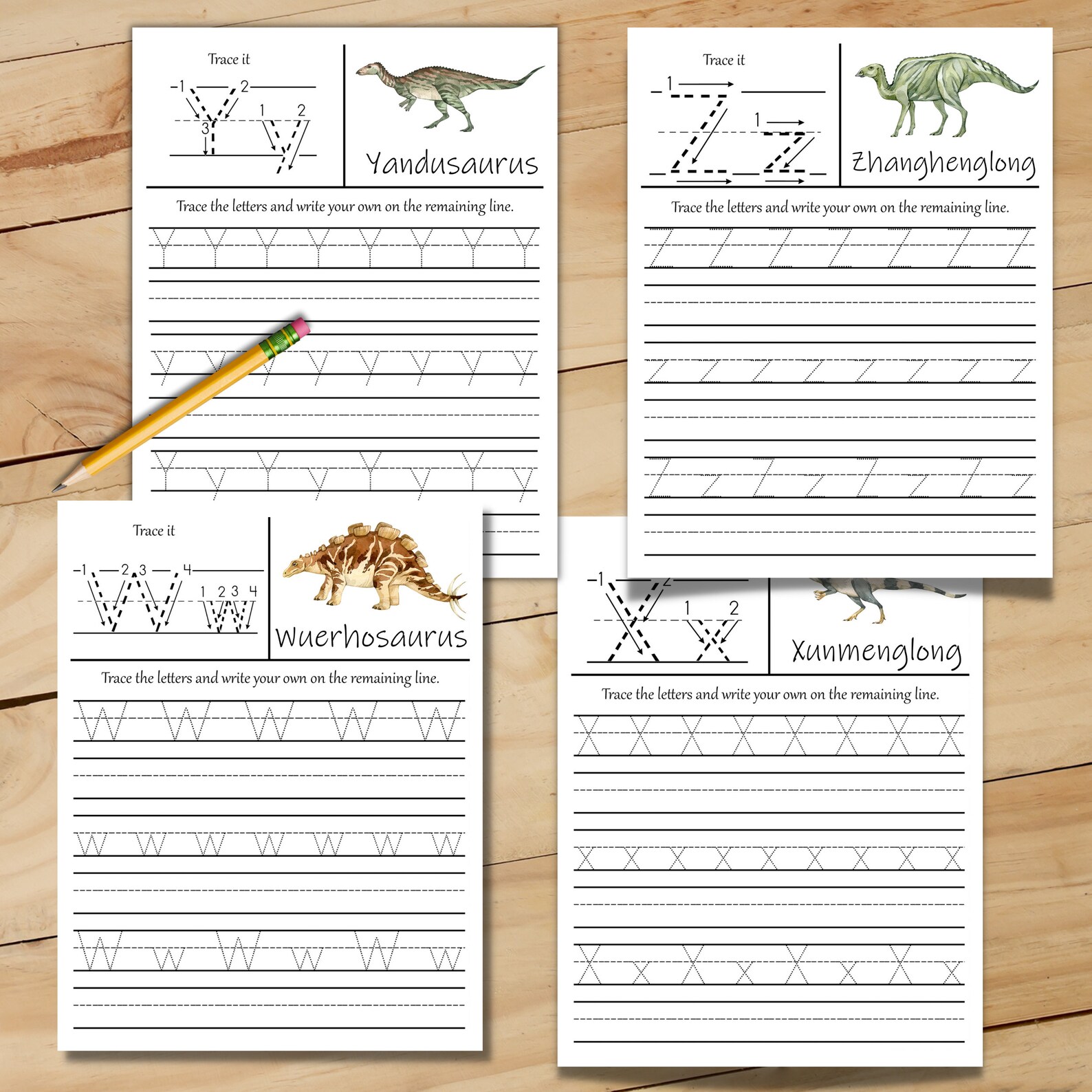 Alphabet Writing - Dinosaurs Worksheets : ABC Writing Practice for ...