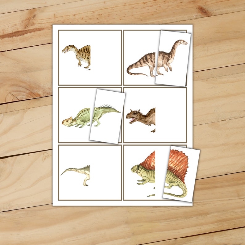 Dinosaurus Prehistoric - Halves Memory Matching Game. Toddler Matching ...