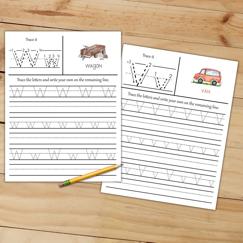Alphabet A-Z Transportation Tracing Letters Worksheet Printable Pages ...
