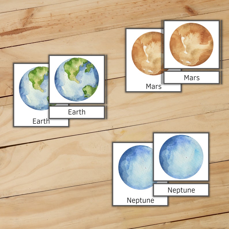 Solar System Planet-montessori Printable 12 Set Cards. Solar System ...