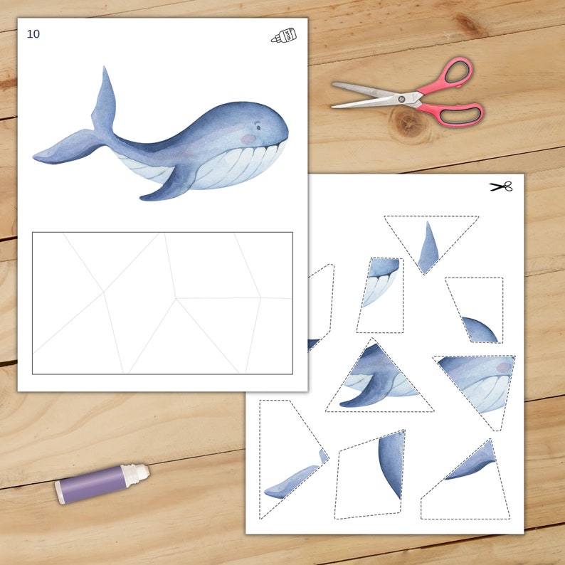 Sea Animals-cut and GLUE Activities, Preschool, Kindergarten Activity ...