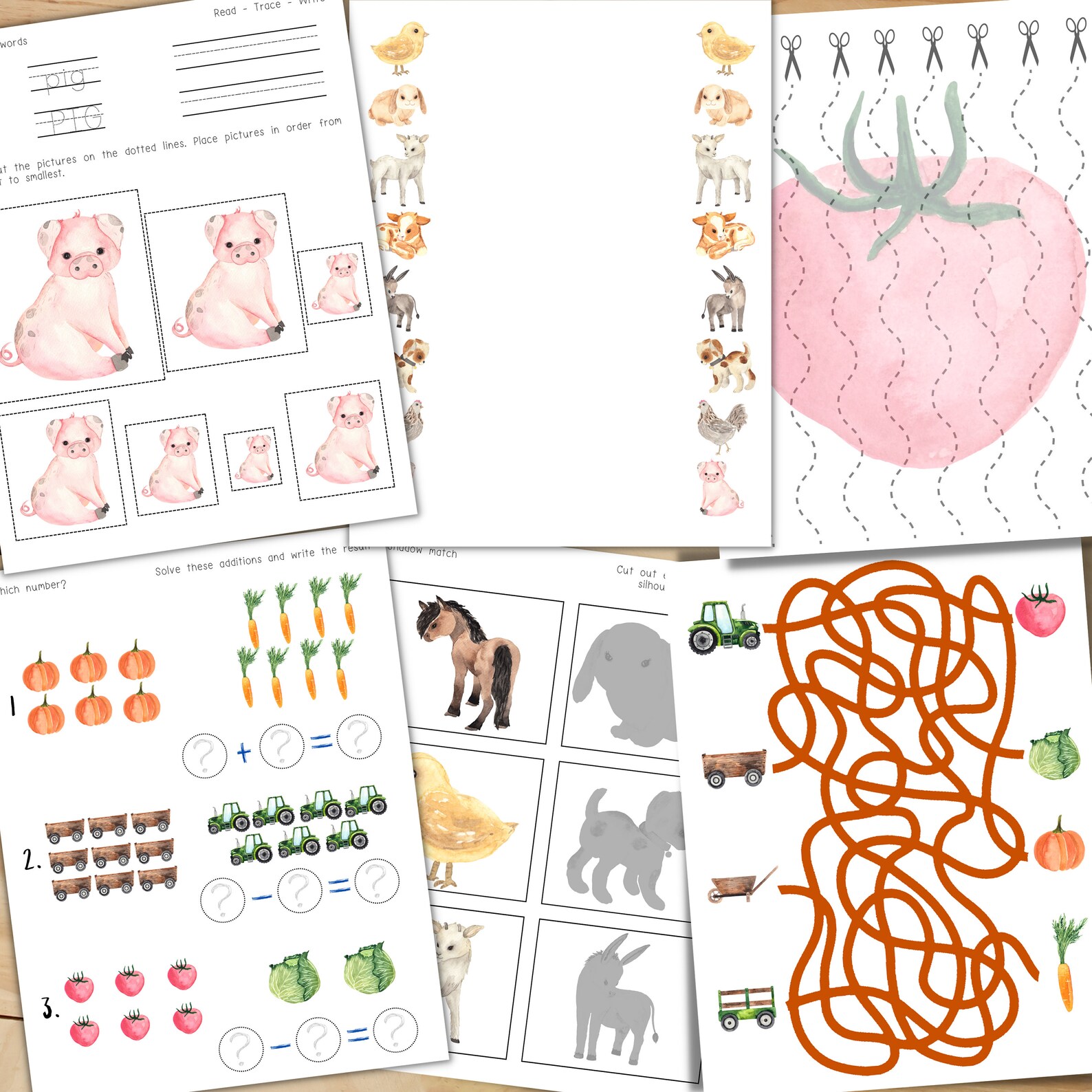 Farm Animals - ACTIVITY Pack, Handwriting, Homeschool Printable ...