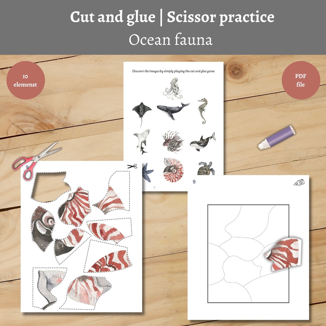 Ocean Fauna -CUT and GLUE Activities, Preschool, Kindergarten Activity ...