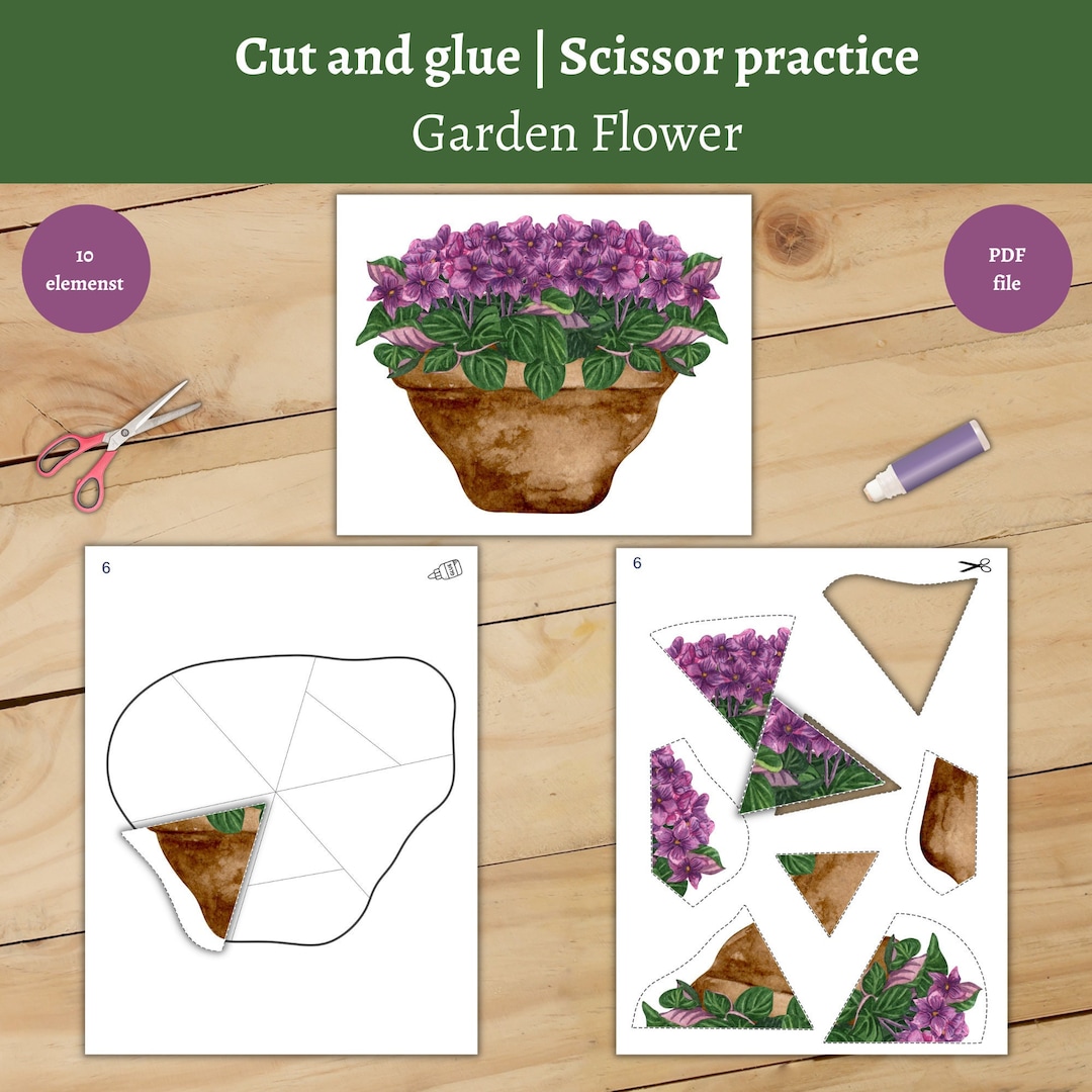 Garden Flower -CUT and GLUE Activities, Preschool, Kindergarten ...