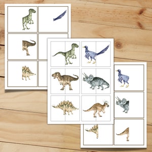 Dinosaurus Prehistoric - Halves Memory Matching Game. Toddler Matching ...