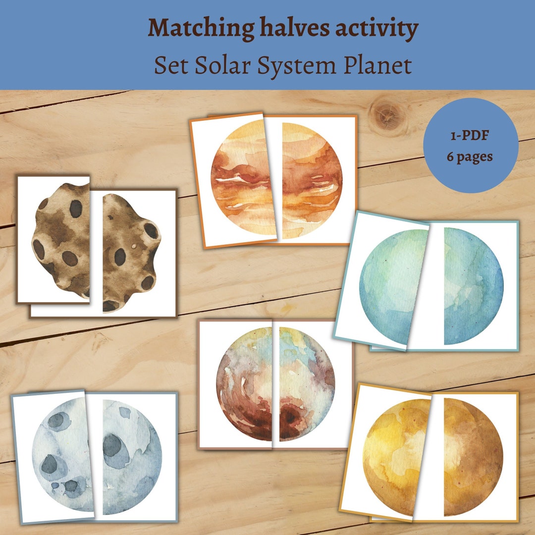Montessori Solar System Planet Puzzle. Toddler Matching Halves Activity ...