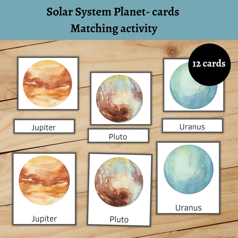 Solar System Planet-montessori Printable 12 Set Cards. Solar System ...