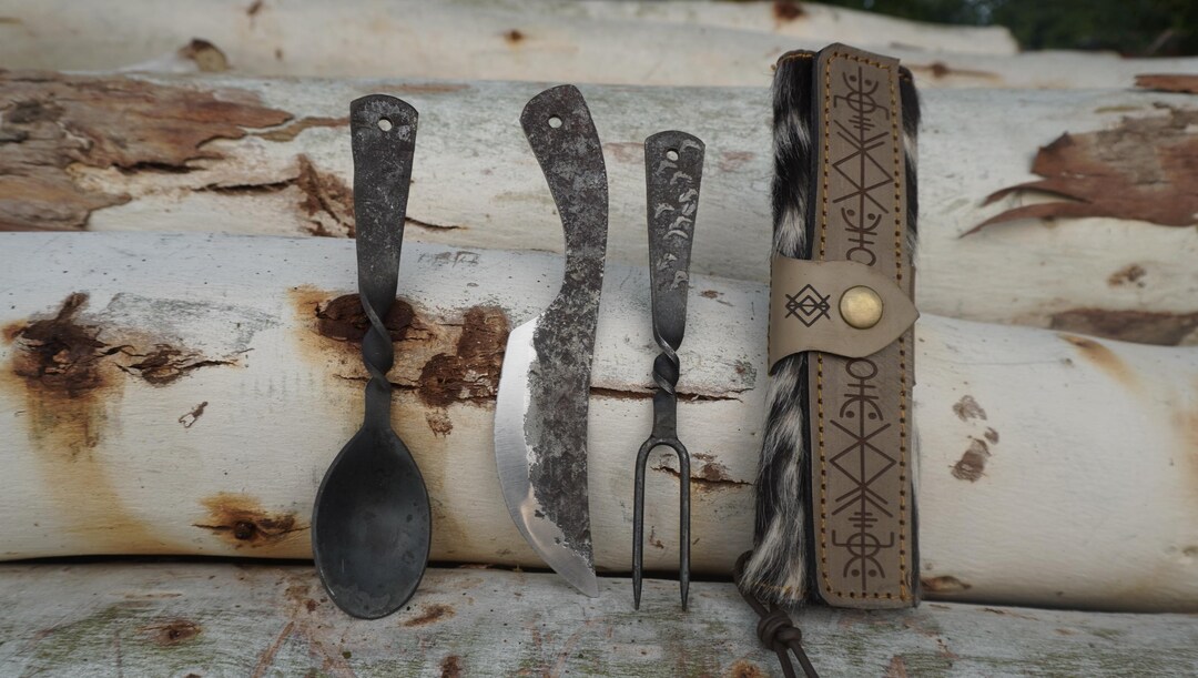 Edge Master Viking Fork Knife and Spoon Medieval Feasting Utensil Set ...