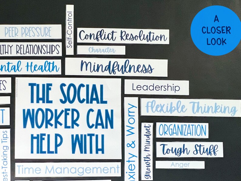 Counseling Bulletin Board Collage Roles of a Social Worker or Roles of ...