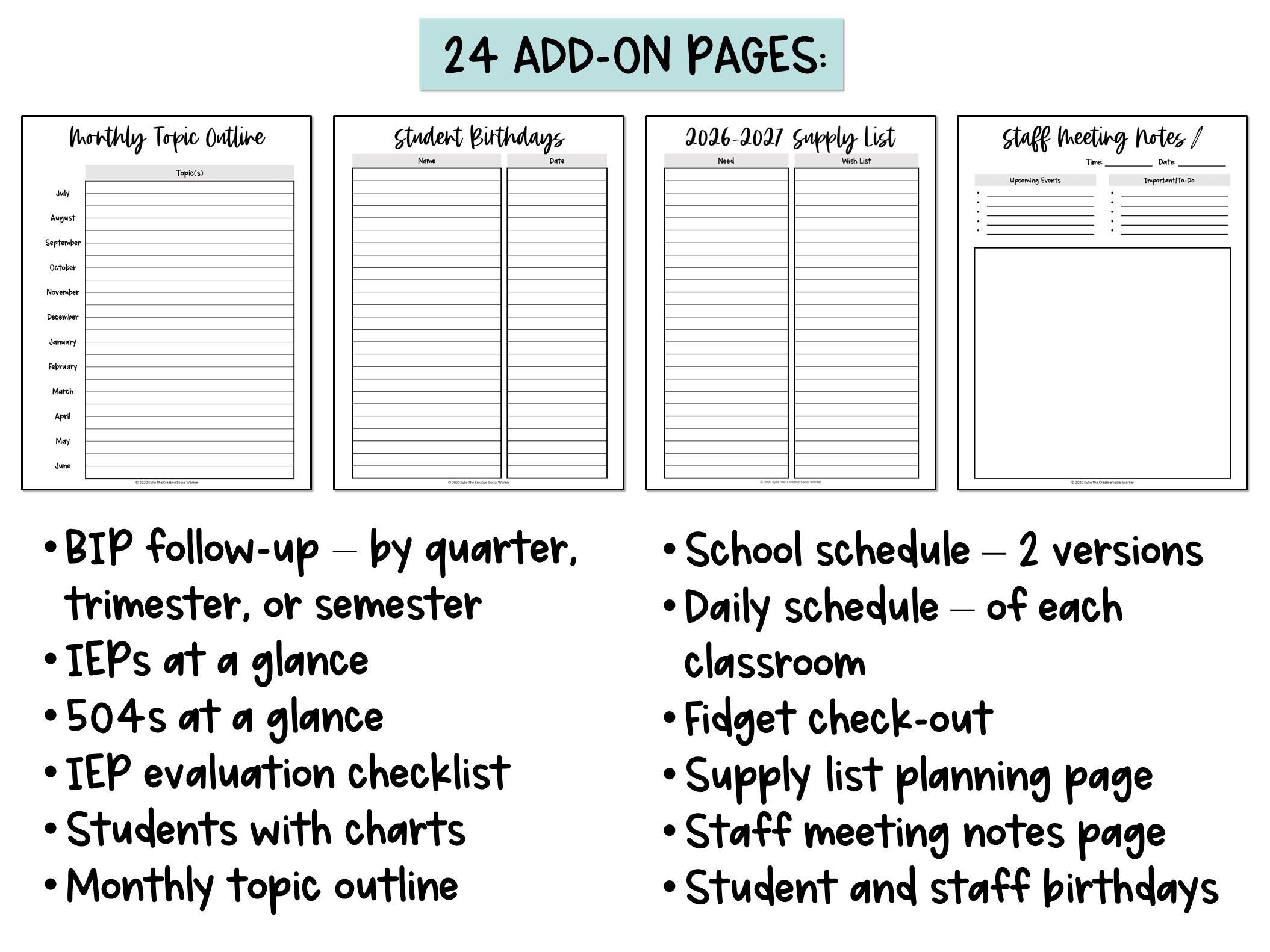 School Social Worker Planner or School Counselor Planner Dated and ...