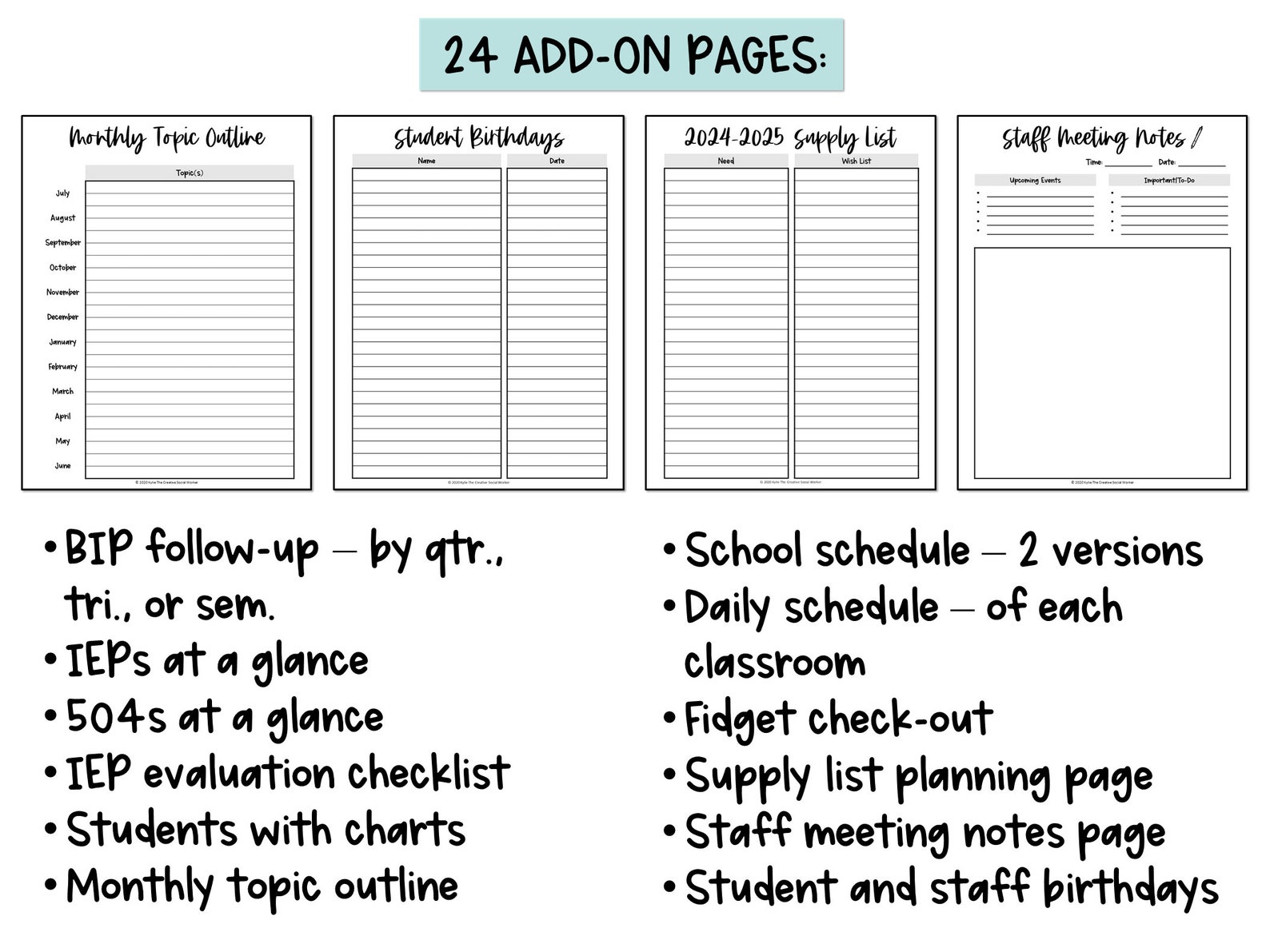 School Social Worker Planner or School Counselor Planner Dated - Etsy