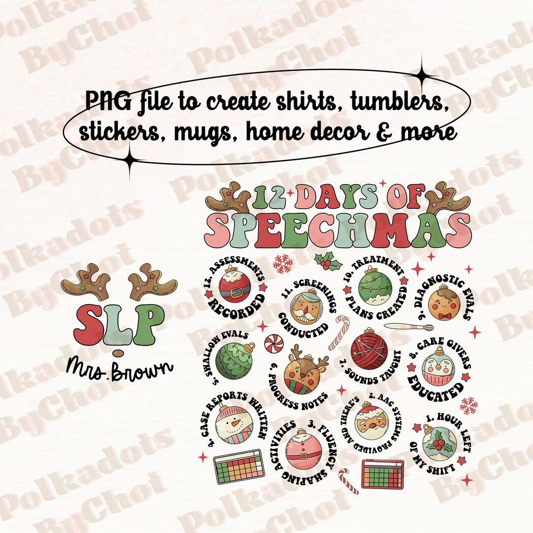 Speech Therapy Png, 12 Days of Speechmas, SLP Xmas Png, Speech Language ...