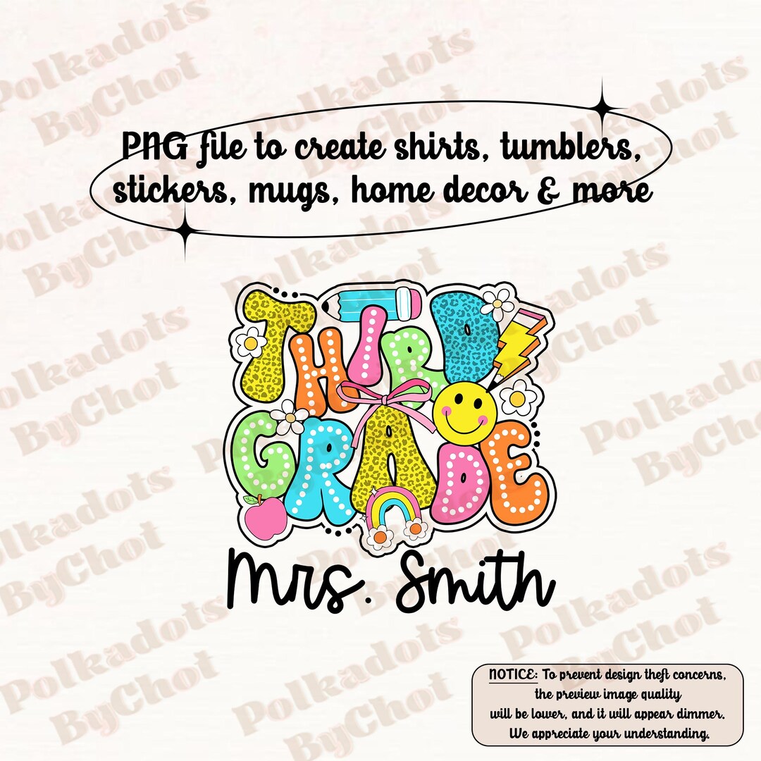 Teacher Third Grade Personalized Png Custom 3rd Grade Teacher Retro ...