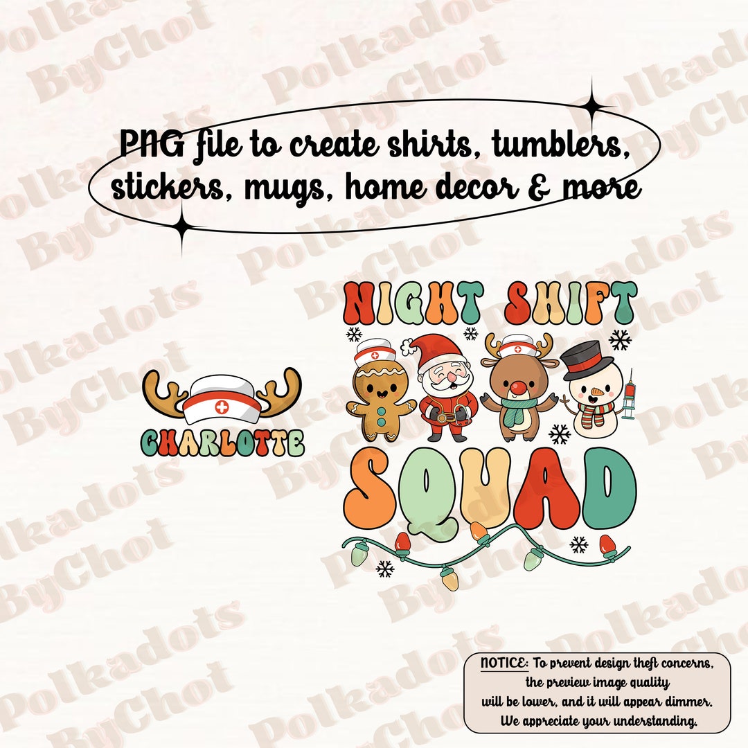 Nurse Night Shift Christmas Digitals Santa Nurse Squad Icu Er Nurse ...