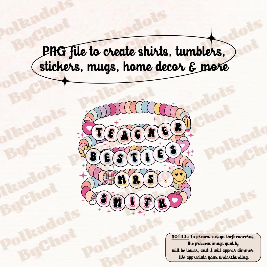 Teacher Png Friendship Bracelet Png, Custom Back to School Png, Teacher ...