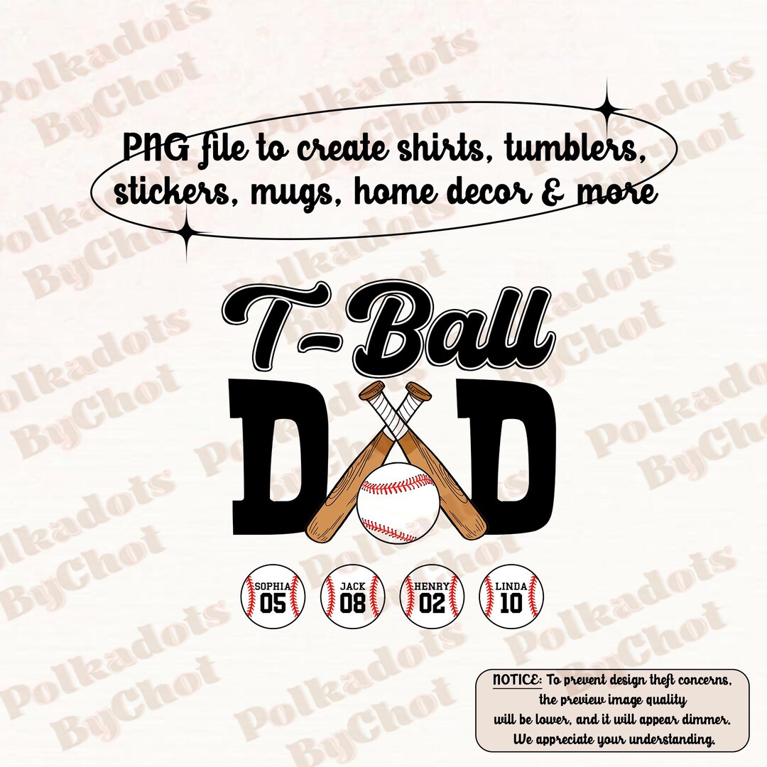 Personalized T-ball Dad Png, Papa Png, Game Day T Ball Dad Png, Png for ...
