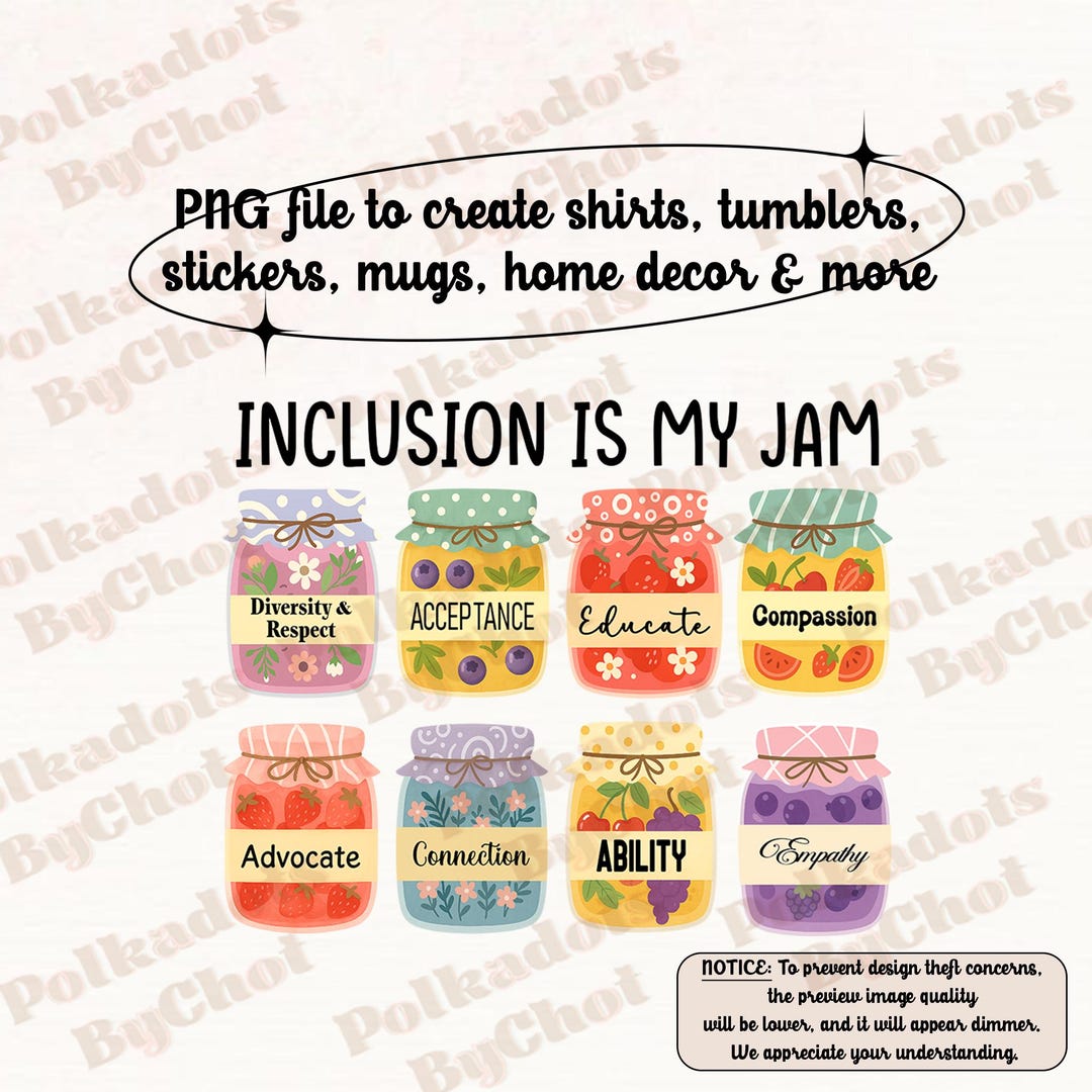Inclusion is My Jam Png, Neurodiversity, SPED Teacher Gift, Autism ...