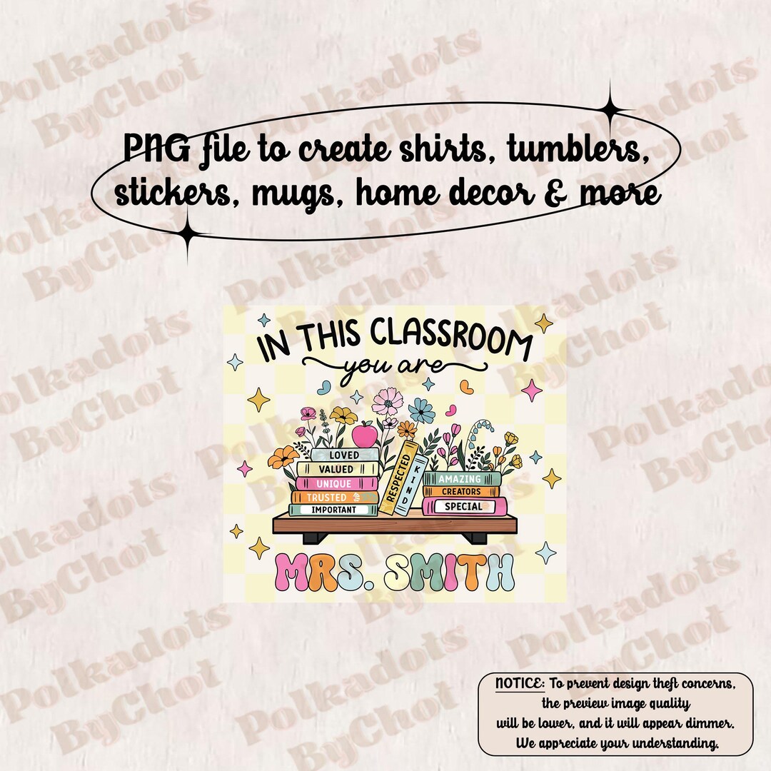 Custom Teacher Png Classroom Png, Teacher Appreciation Gifts, Custom ...