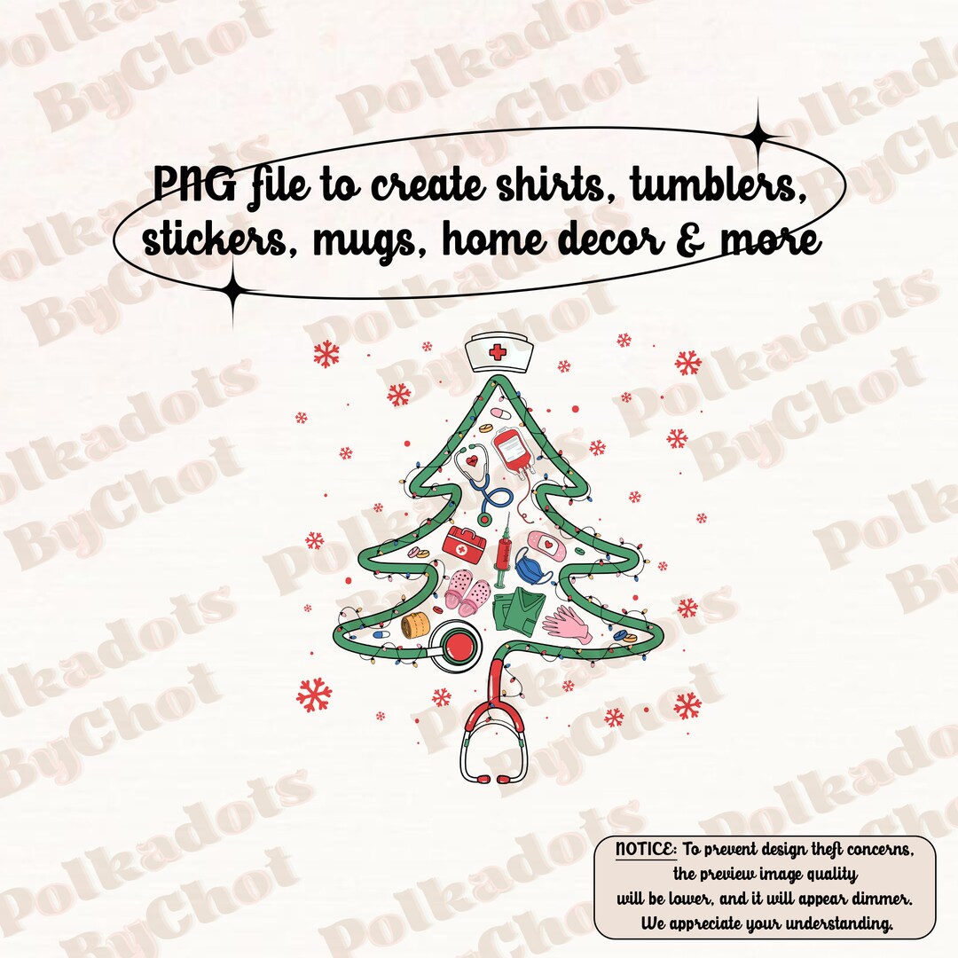 Stethoscope Christmas Tree Digitals, Christmas Nurse Digitals, Nurse ...