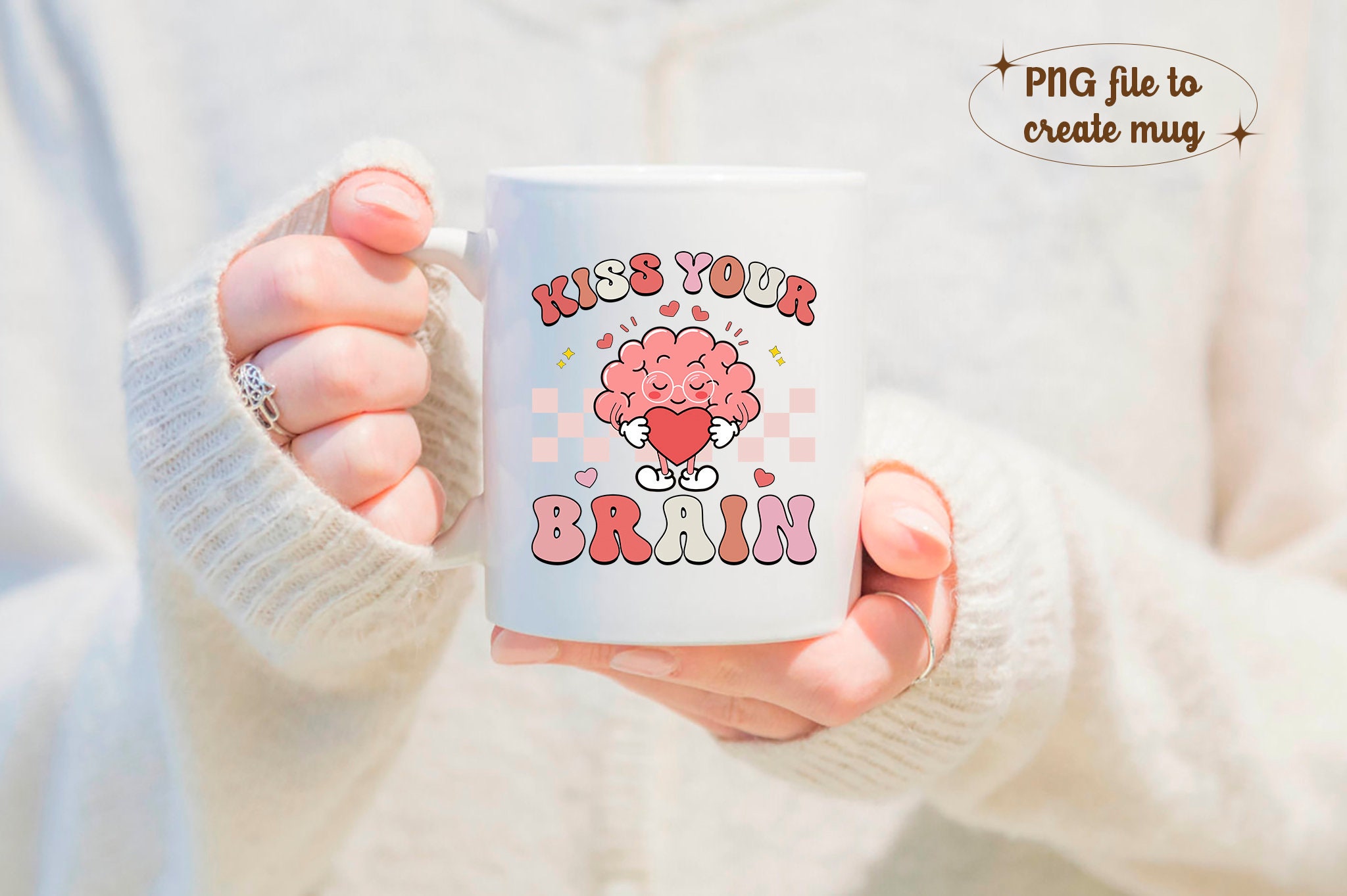 Kiss Your Brain Valentine PNG Teachers Love Brains Teacher - Etsy