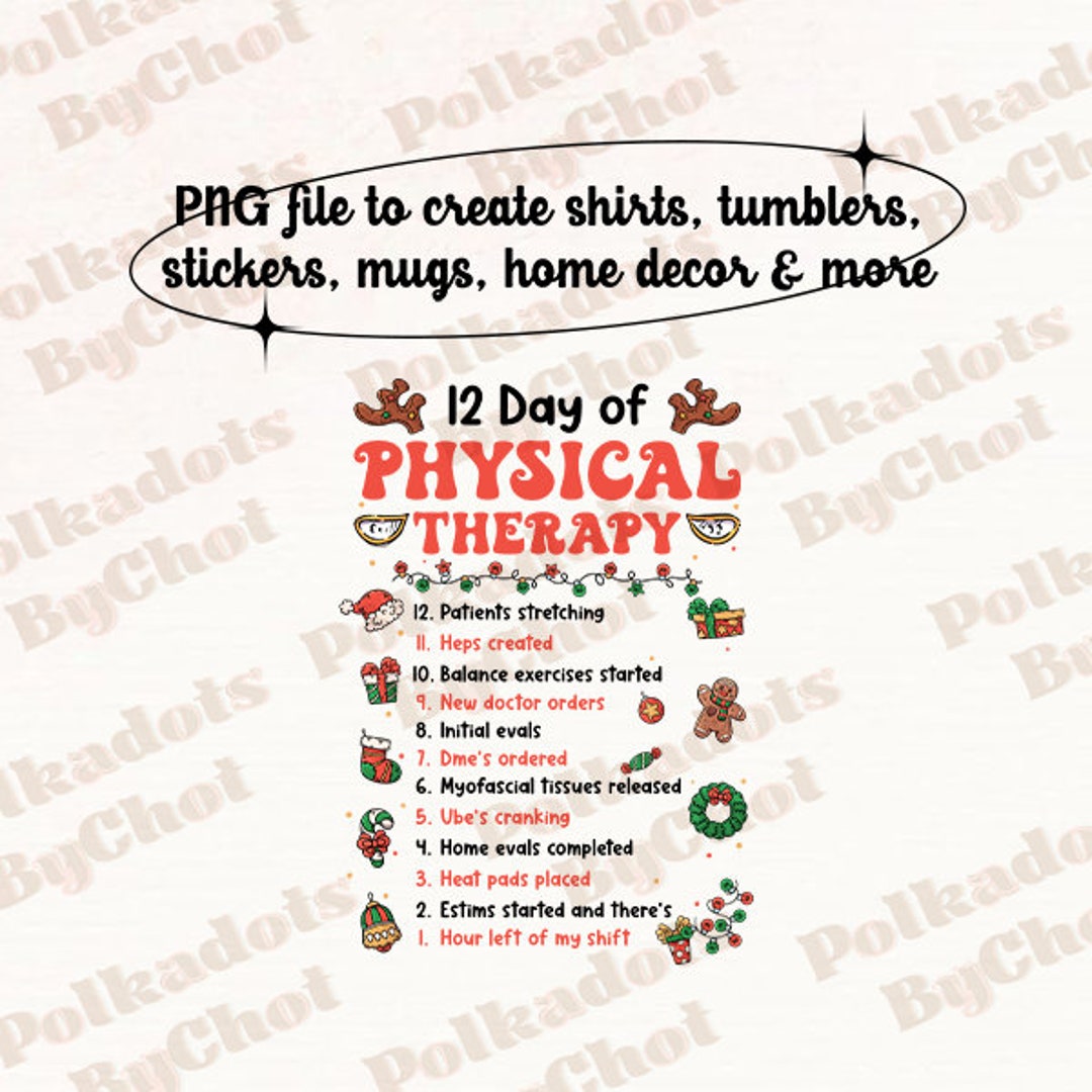 Christmas Physical Therapist Png, 12 Days of Physical Therapy, Physical ...