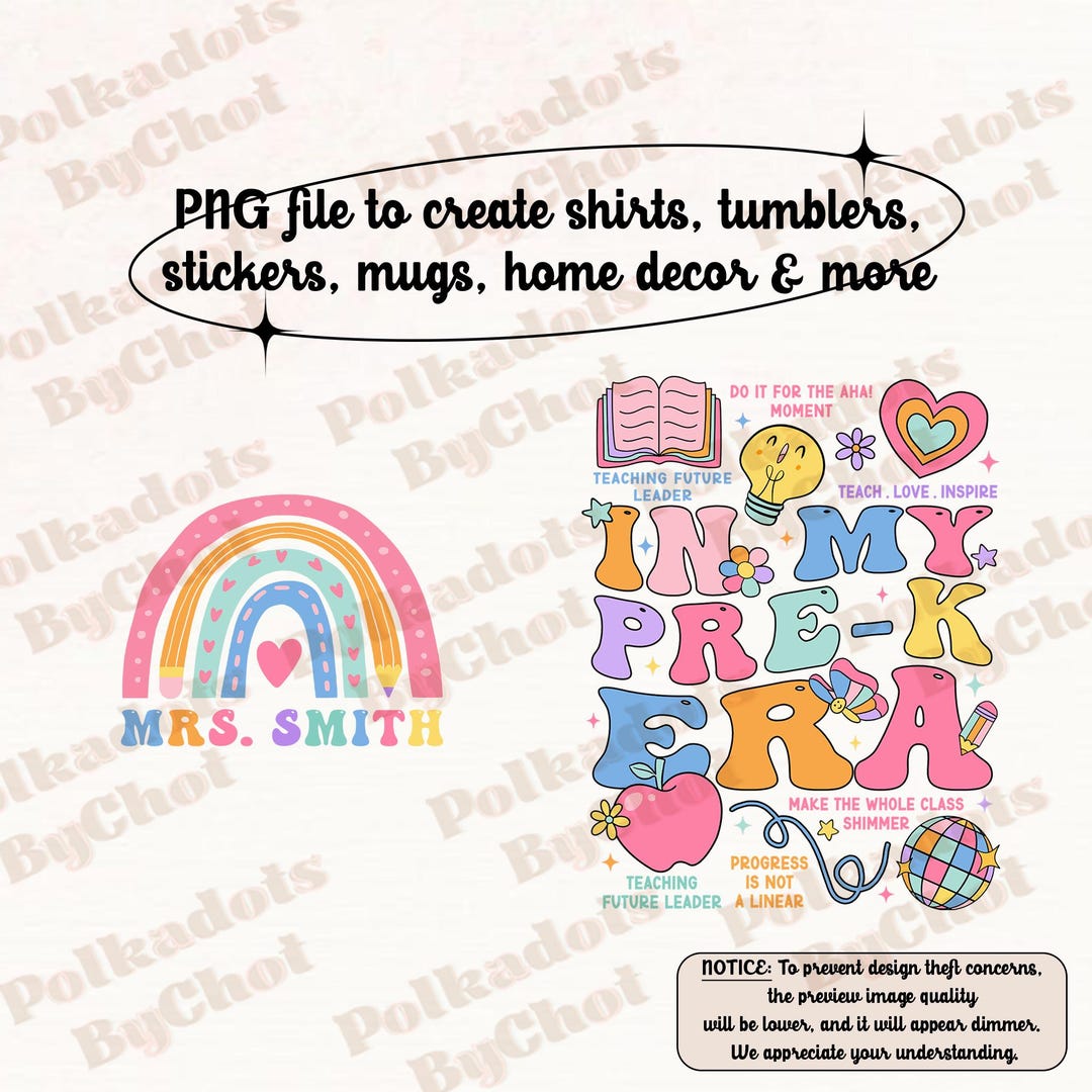 Custom Pre-k Teacher Png, in My Pre-k Era Retro Png, Back to School ...