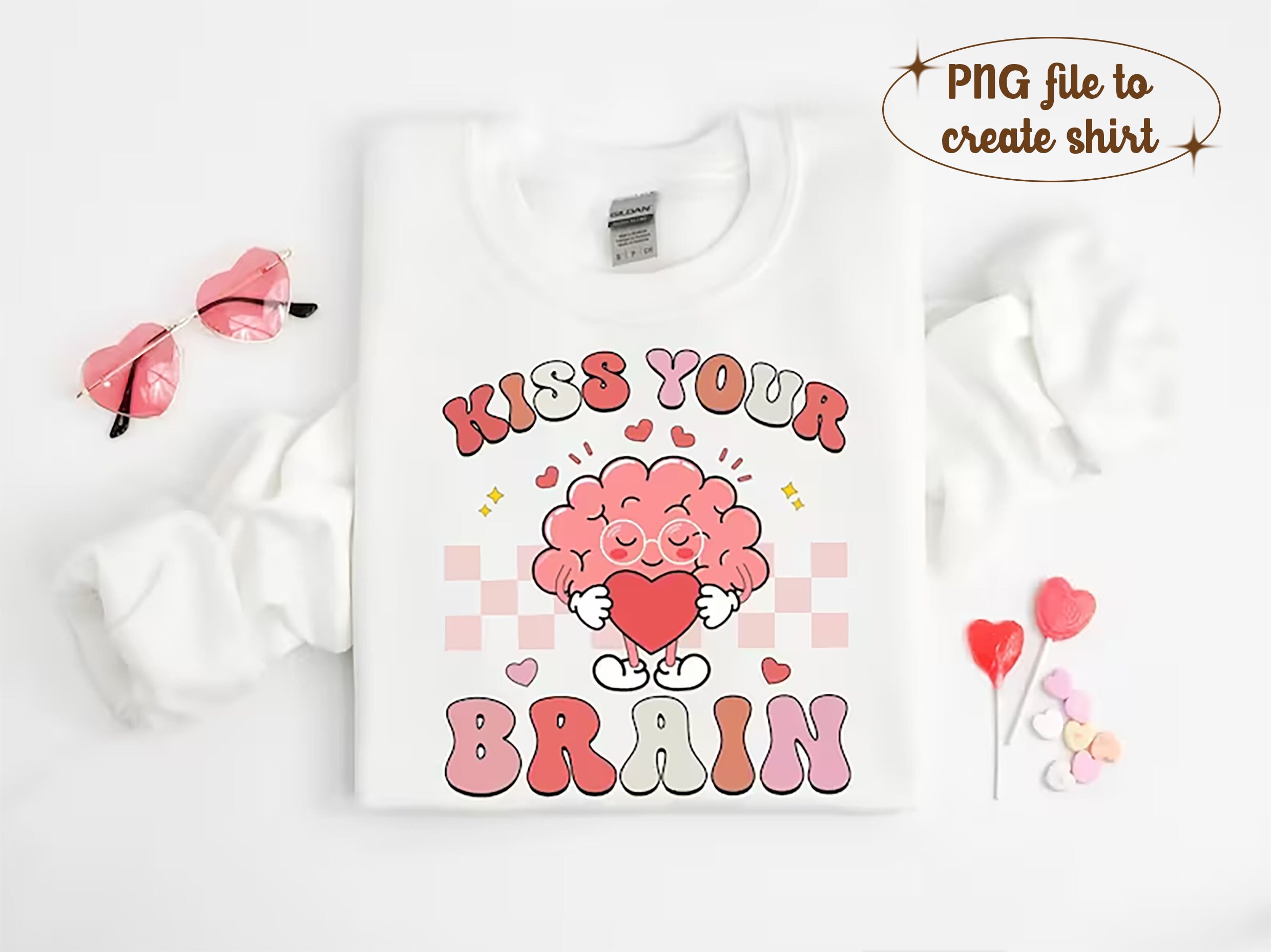 Kiss Your Brain Valentine PNG Teachers Love Brains Teacher - Etsy