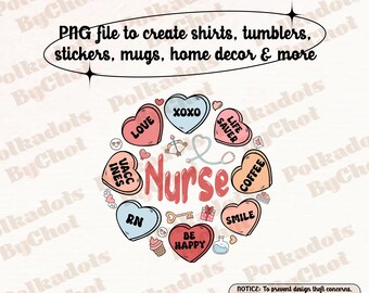 Valentines Day Conversation Hearts Nurse PNG - Etsy